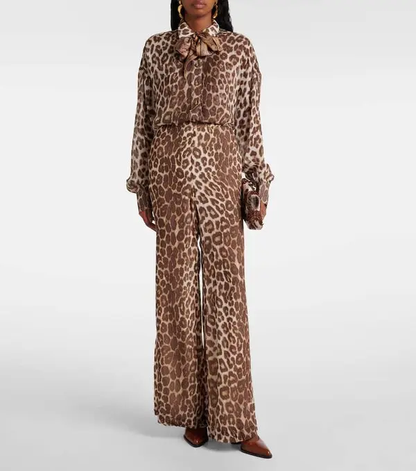 Zimmermann Leopard-print Flared Pants