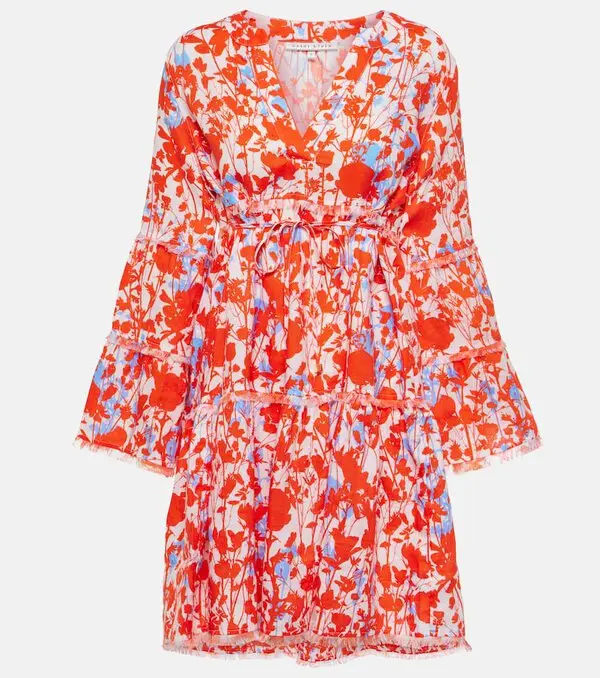 Heidi Klein Deia Floral Linen Kaftan - Red