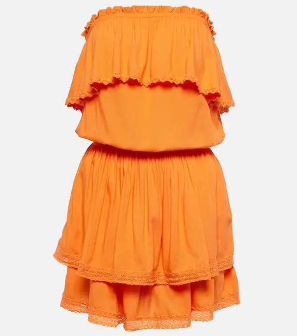 Melissa Odabash Salma Tiered Bandeau Minidress - Orange