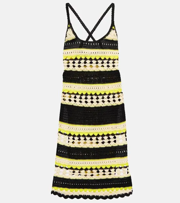 GANNI Logo Striped Crochet Minidress - Multicoloured