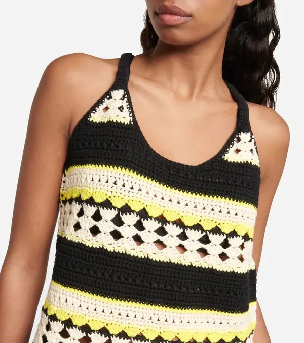GANNI Logo Striped Crochet Minidress