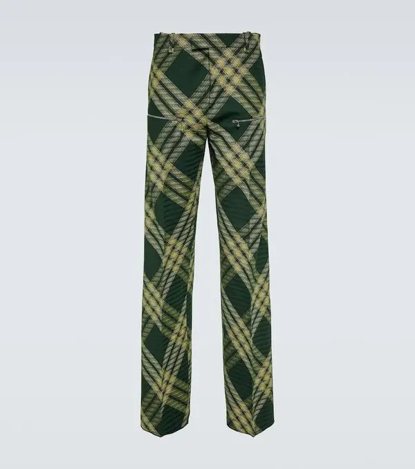 Burberry Checked Wool Twill Straight Pants