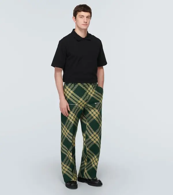 Burberry Checked Wool Twill Straight Pants