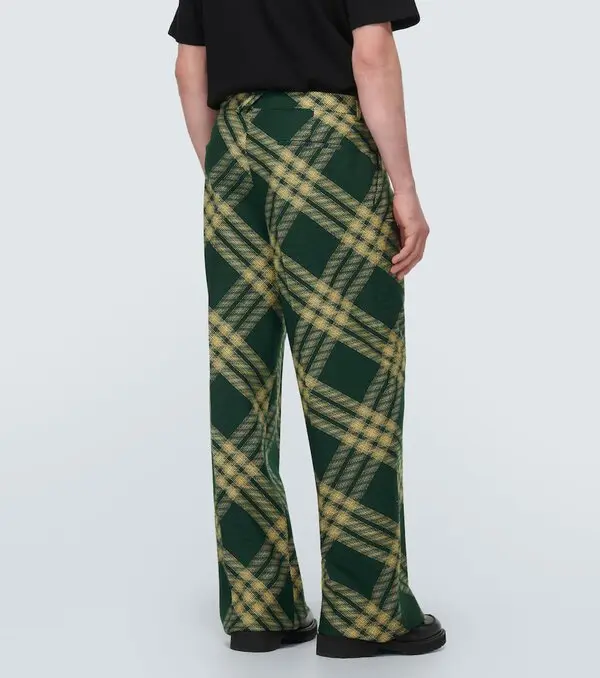 Burberry Checked Wool Twill Straight Pants