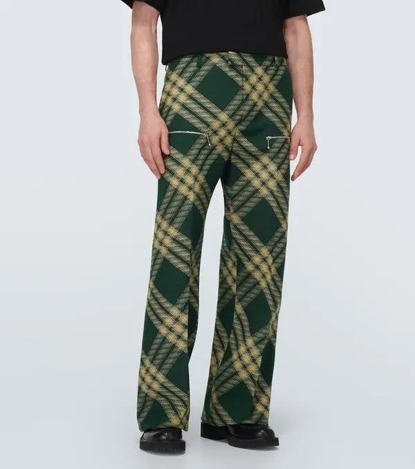 Burberry Checked Wool Twill Straight Pants