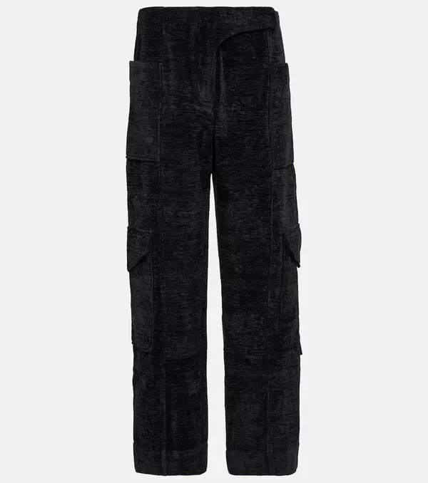 GANNI High-rise Wide-leg Chenille Pants