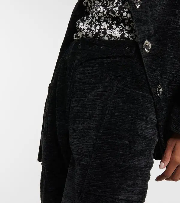 GANNI High-rise Wide-leg Chenille Pants