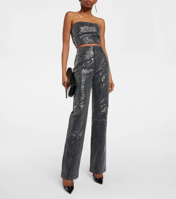 ROTATE BY BIRGER CHRISTENSEN Twill Sequined Tube Top