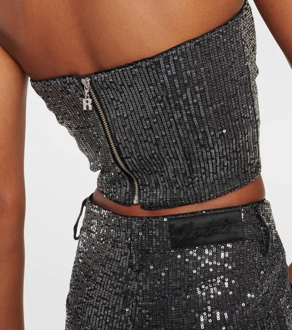 ROTATE BY BIRGER CHRISTENSEN Twill Sequined Tube Top