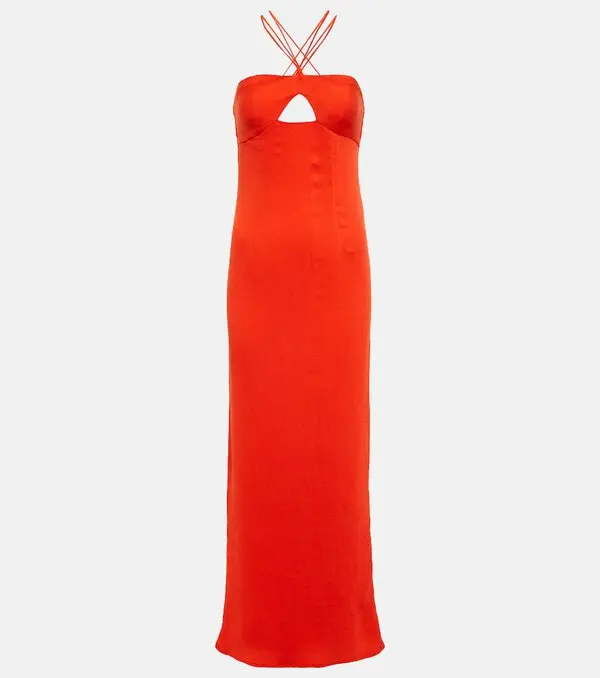 Staud Gianna Halter Maxi Dress - Orange