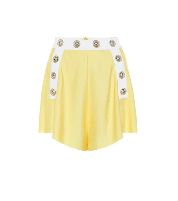 Balmain High-rise Knit Shorts - Yellow