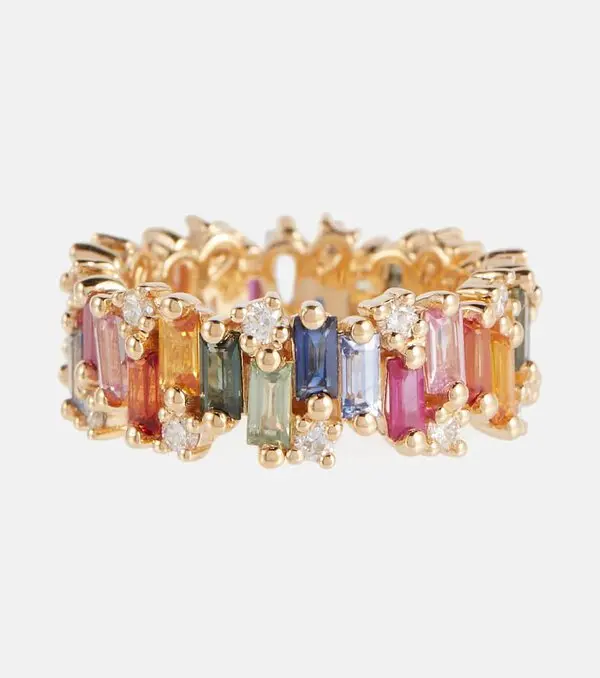 SUZANNE KALAN Audrey 18kt Gold Ring With Sapphires And Diamonds - Multicoloured