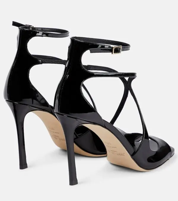JIMMY CHOO Azia 95 Patent Leather Sandals - Black
