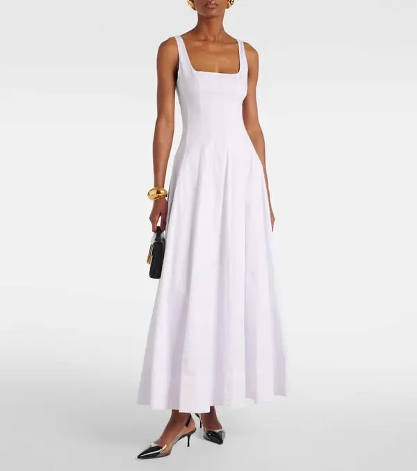 Staud Wells Cotton Poplin Maxi Dress - White