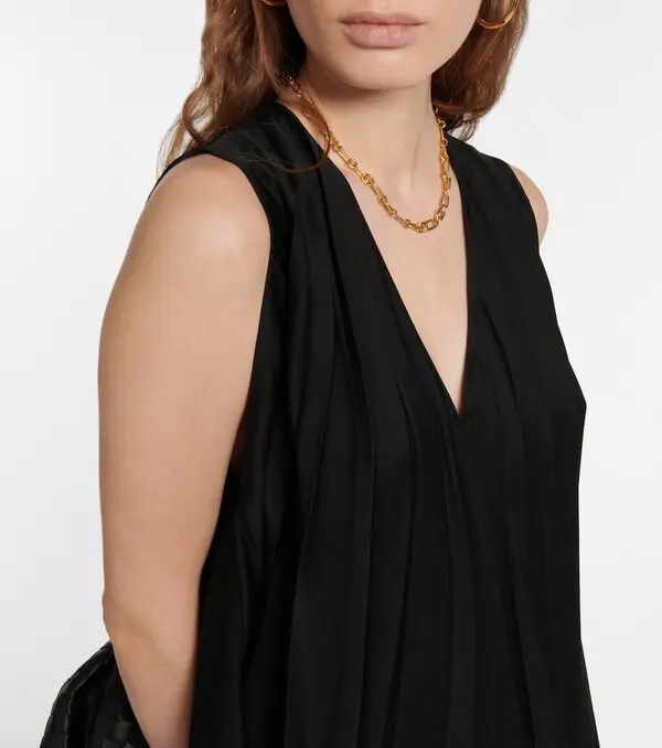 JOSEPH Pleated Asymmetric Satin Top