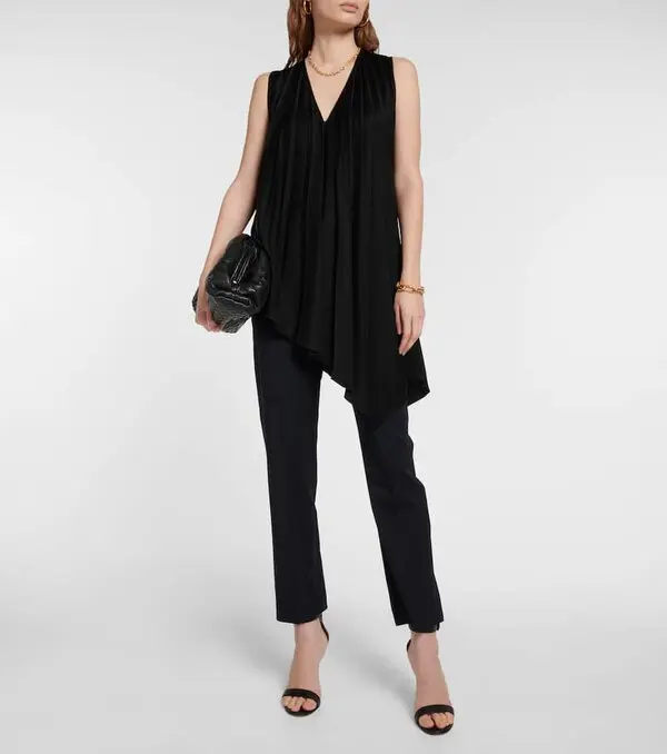 JOSEPH Pleated Asymmetric Satin Top