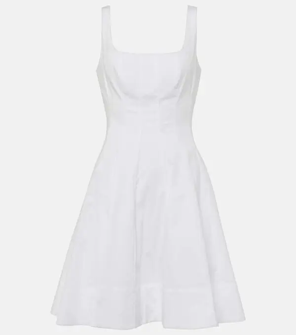 Staud Wells Cotton Poplin Mini Dress - White