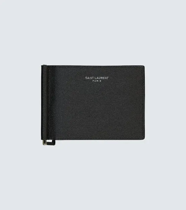 Saint Laurent Grain Leather Wallet With Money Clip - Black