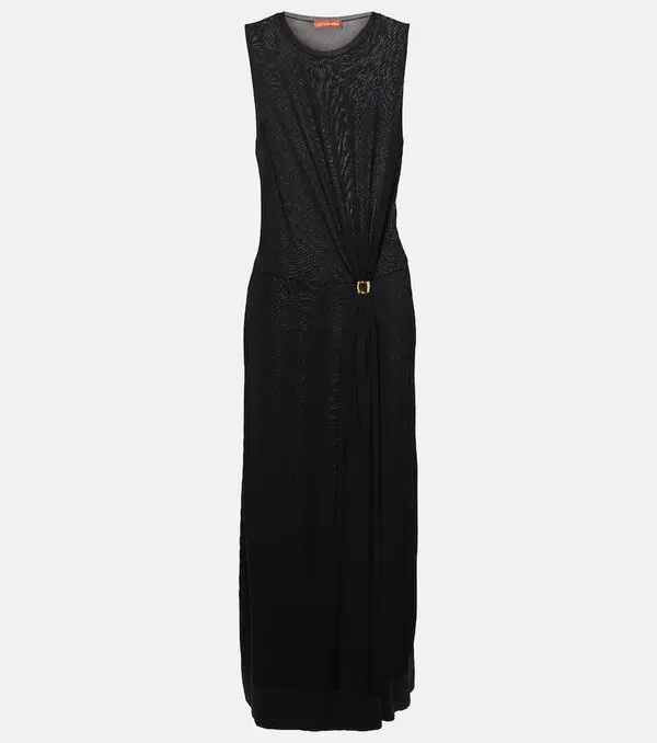 Altuzarra Saralien Gathered Jersey Midi Dress - Black