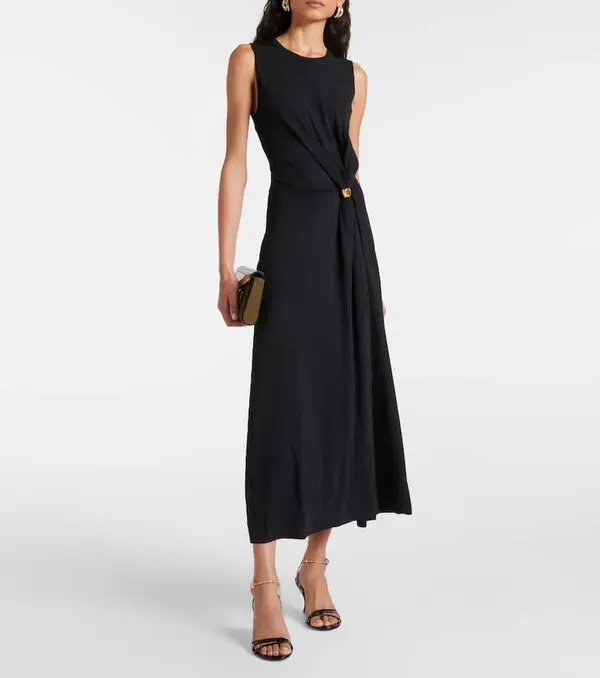 Altuzarra Saralien Gathered Jersey Midi Dress - Black