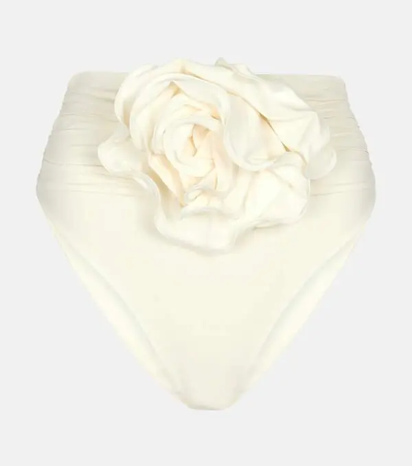 Magda Butrym Floral-applique High-rise Bikini Bottom - White