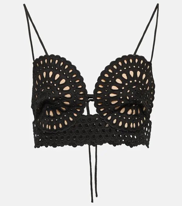 Stella McCartney Broderie Anglaise Crop Top - Black