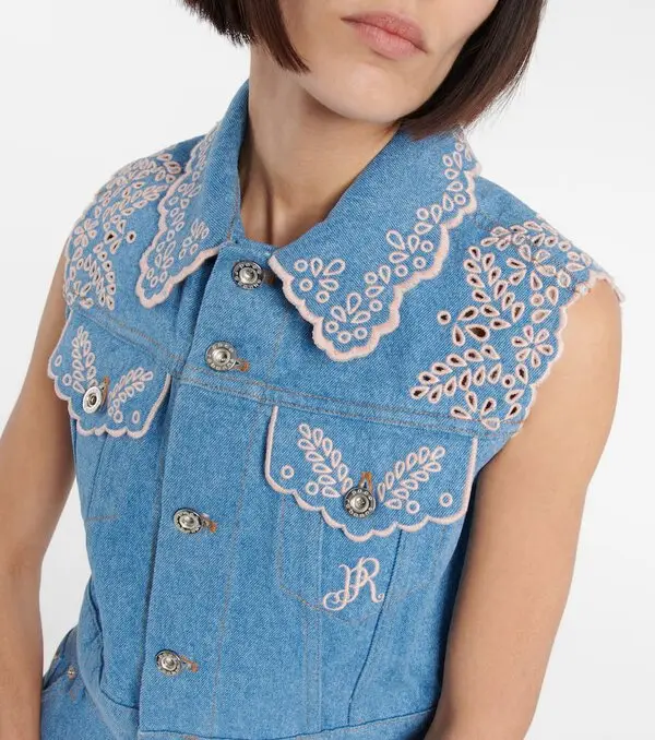 Rabanne Embroidered Denim Vest