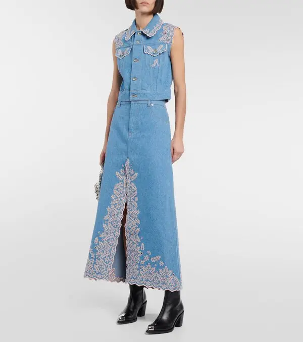 Rabanne Embroidered Denim Vest