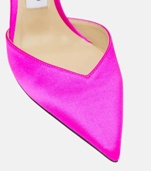 JIMMY CHOO Saeda 100 Embellished Satin Pumps With Buckle-fastening Ankle Strap - Pink