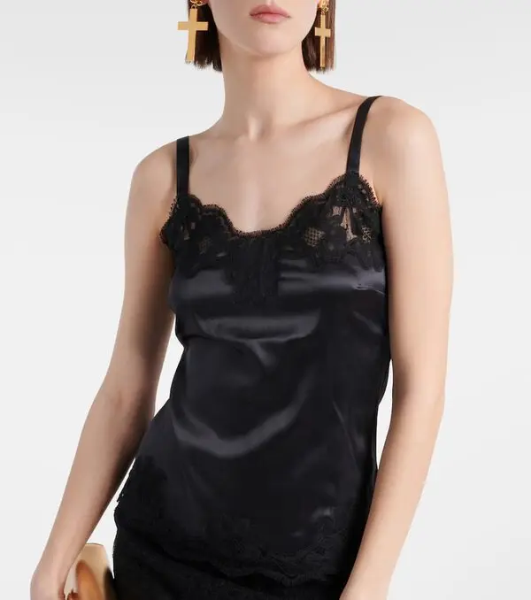 Dolce & Gabbana Lace-trimmed Satin Camisole