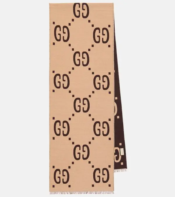 Gucci Gg Jacquard Wool And Silk Scarf