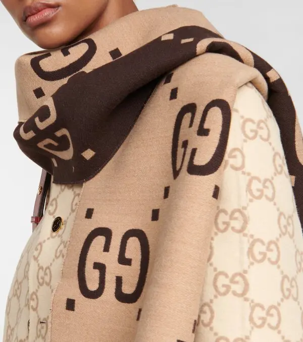 Gucci Gg Jacquard Wool And Silk Scarf