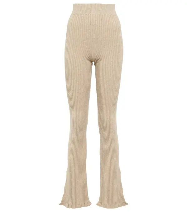 Victoria Beckham Ribbed Wool-blend Flared Pants