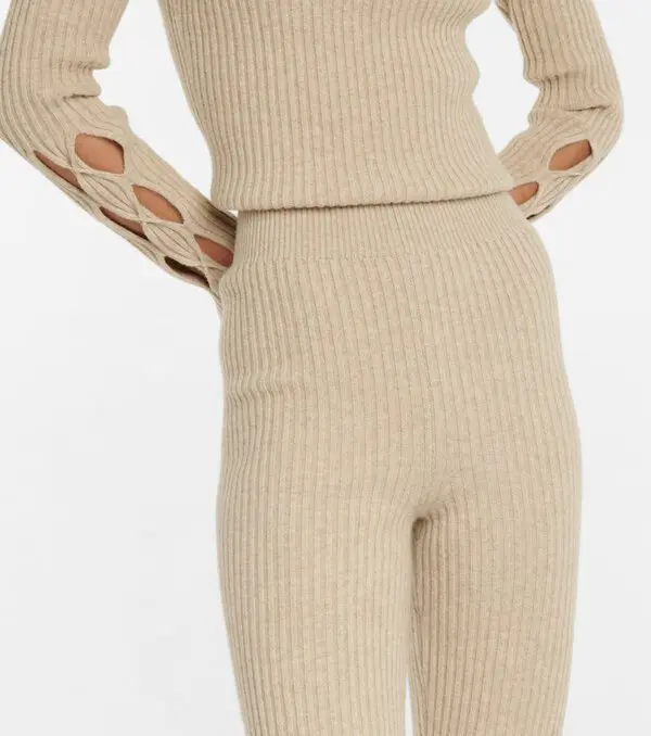 Victoria Beckham Ribbed Wool-blend Flared Pants