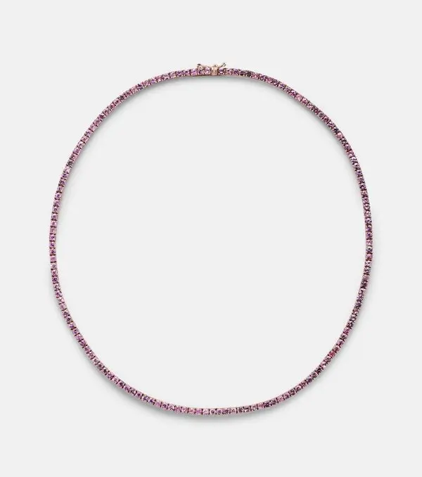 ROXANNE FIRST 14kt Rose Gold Tennis Necklace With Sapphires - Pink