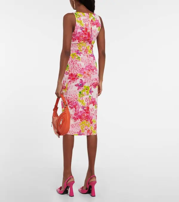 Versace Floral Crepe Midi Dress