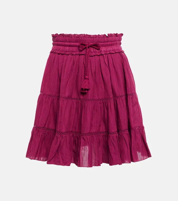 MARANT ETOILE Cotton-blend Mini Skirt With Lace Detailing - Pink
