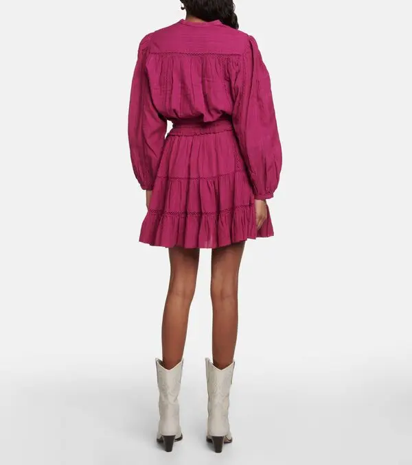MARANT ETOILE Cotton-blend Mini Skirt With Lace Detailing - Pink