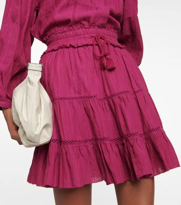 MARANT ETOILE Cotton-blend Mini Skirt With Lace Detailing - Pink