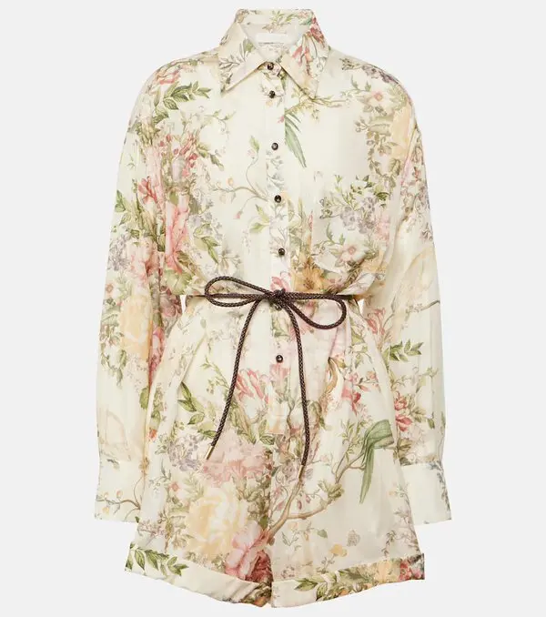 Zimmermann Waverly Floral Silk Romper - White