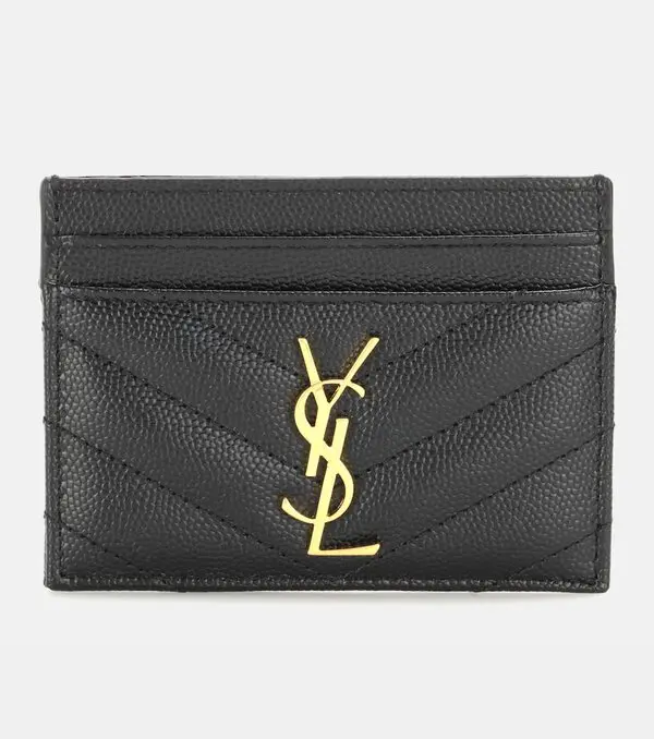 Saint Laurent Monogram Quilted Leather Card Holder - Black