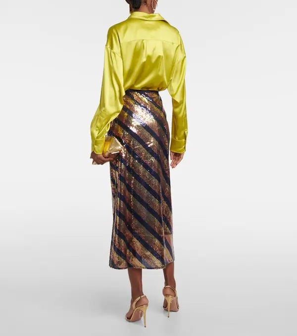 Rixo Kelly Sequined Midi Skirt
