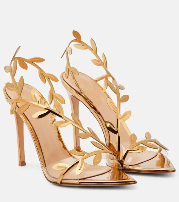 GIANVITO ROSSI Flavia Leaf Embellished Pumps - Gold