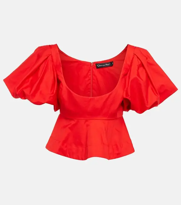 Oscar De La Renta Peplum Crop Top