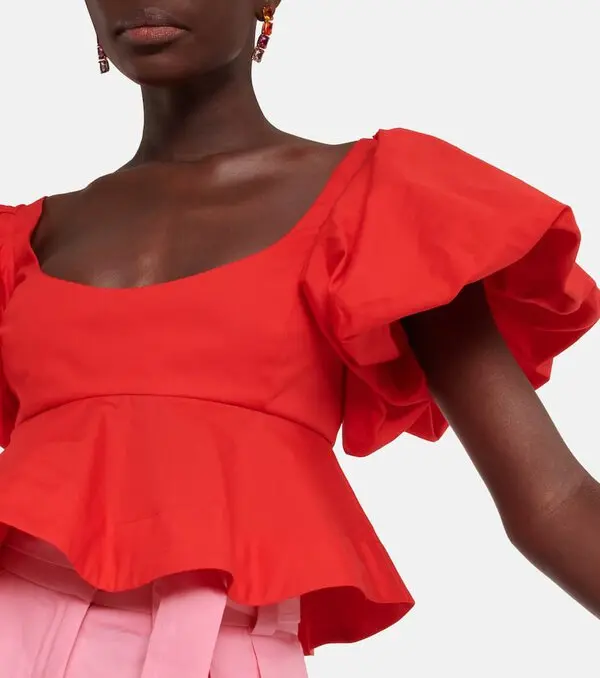 Oscar De La Renta Peplum Crop Top