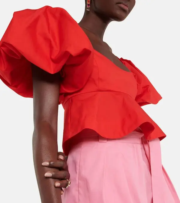 Oscar De La Renta Peplum Crop Top