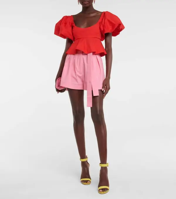 Oscar De La Renta Peplum Crop Top