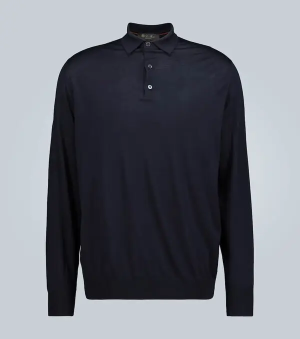 Loro Piana Ml Long-sleeved Wool Polo Shirt - Blue