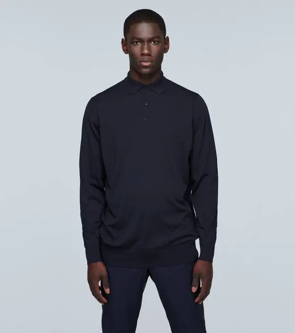 Loro Piana Ml Long-sleeved Wool Polo Shirt - Blue