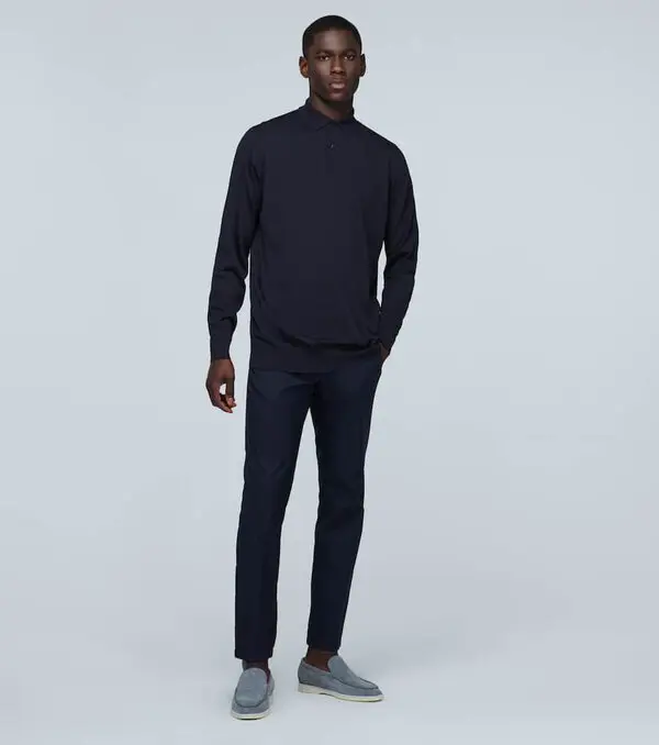 Loro Piana Ml Long-sleeved Wool Polo Shirt - Blue